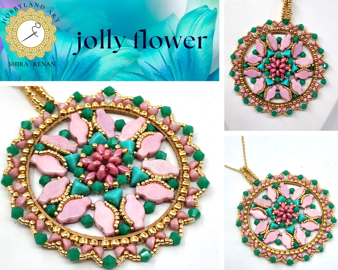 Beading Kit & PDF Jolly Flower pendant Ornament by Shire Renan Seed ...