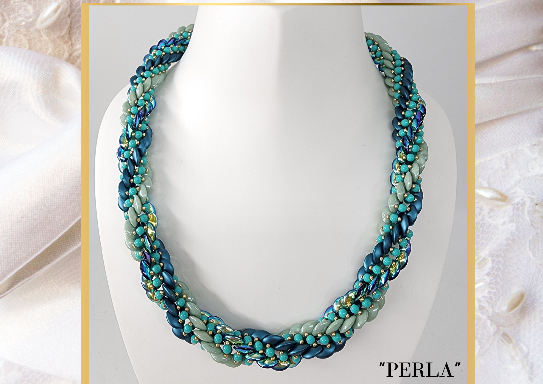 Beading Tutorial "perla Necklace" -2 Hole Mobyduo,pearl Bead, Seed ...