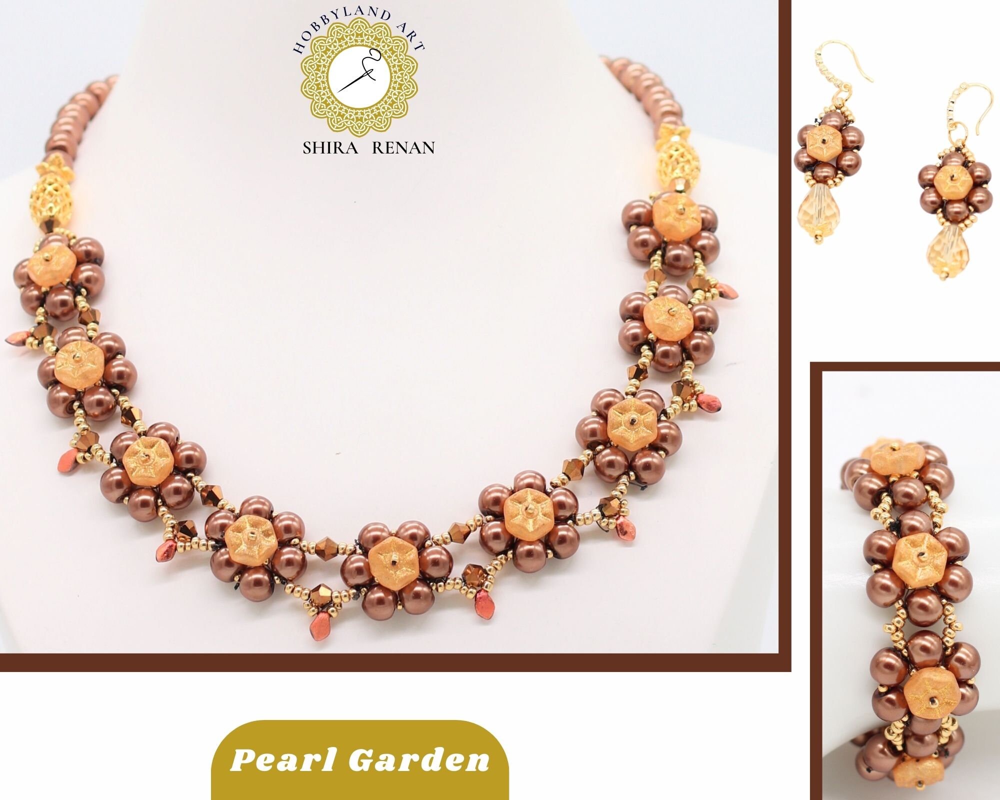 3 FILE Pdf-set Beading Tutorial-pearl Garden Necklace,earrings,bracelet ...