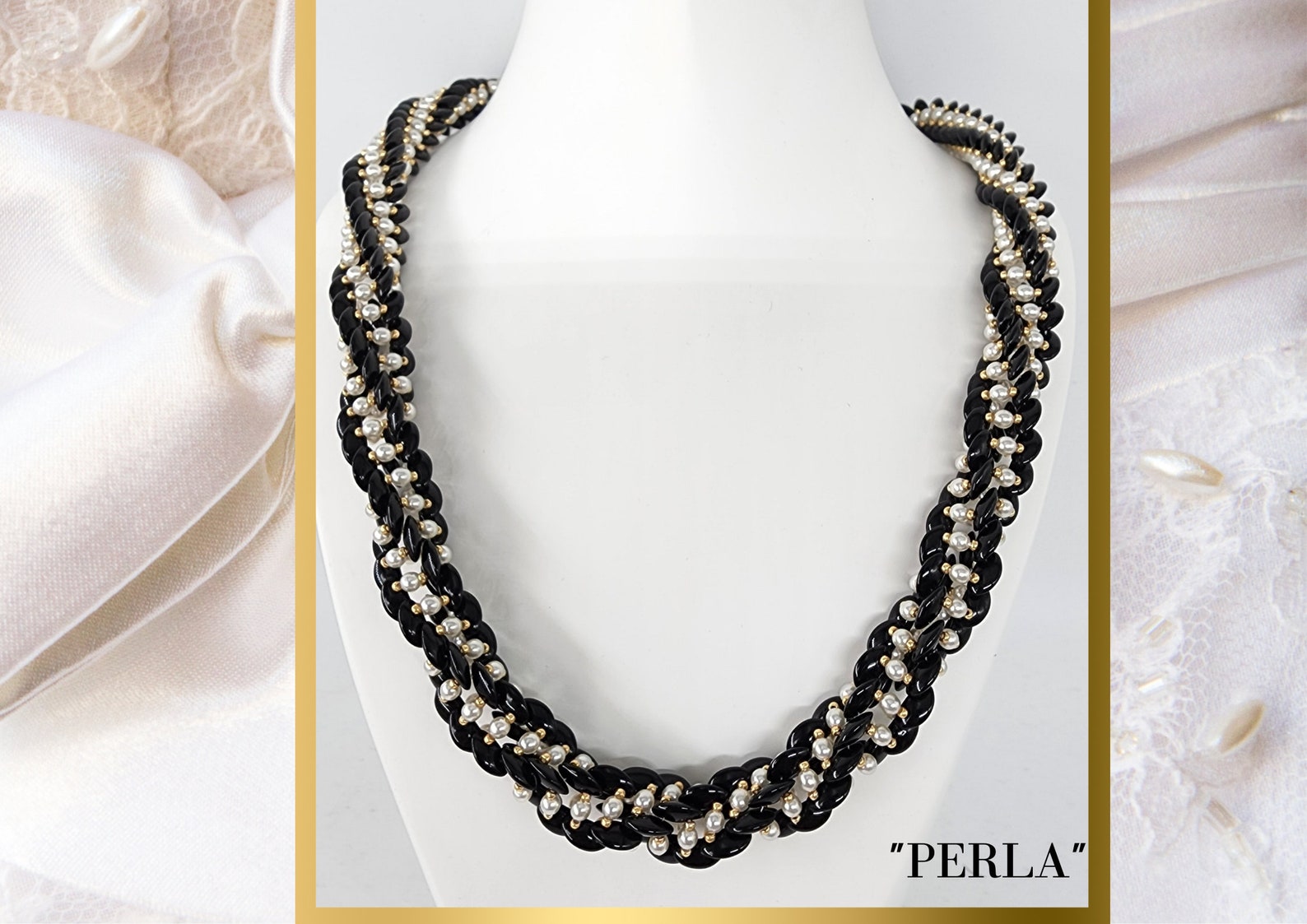 Beading Tutorial "perla Necklace" -2 Hole Mobyduo,pearl Bead, Seed ...