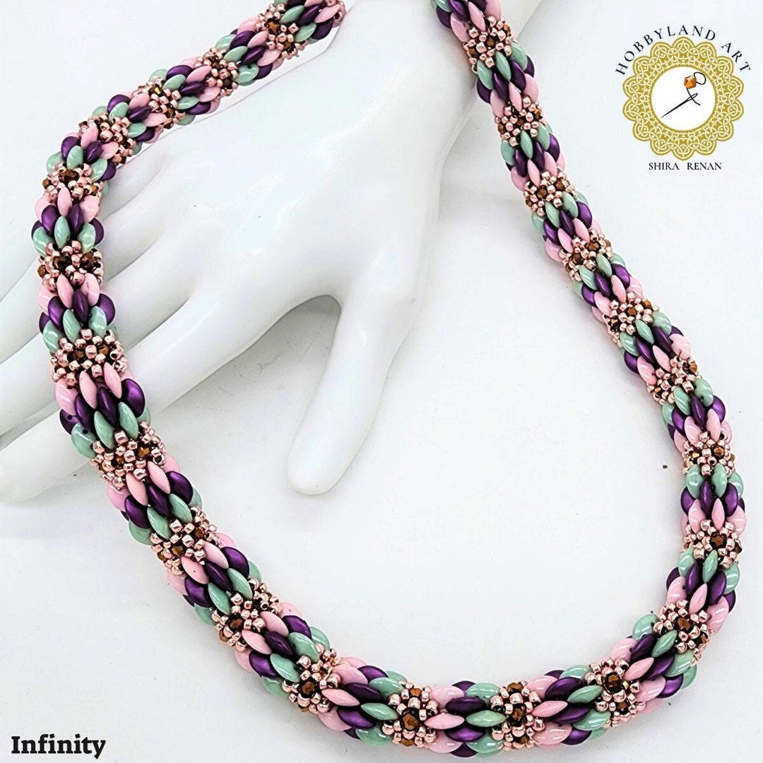 Beading Tutorial "infinity Necklace" -2 Hole Mobyduo,pearl Bead, Seed ...