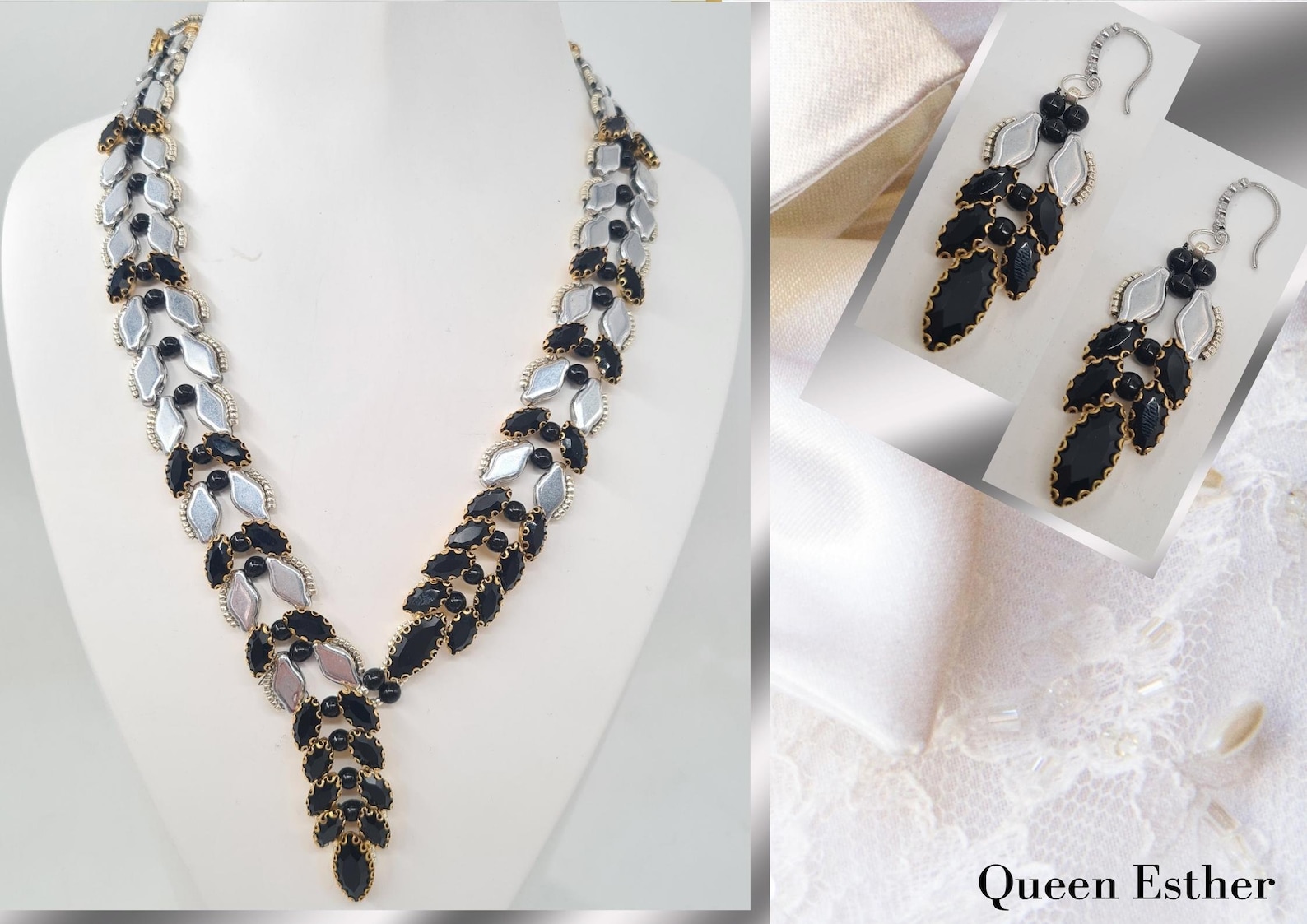 Beading Tutorial -queen Esther Necklace and Earring-seed Beads ,NAVETTE ...