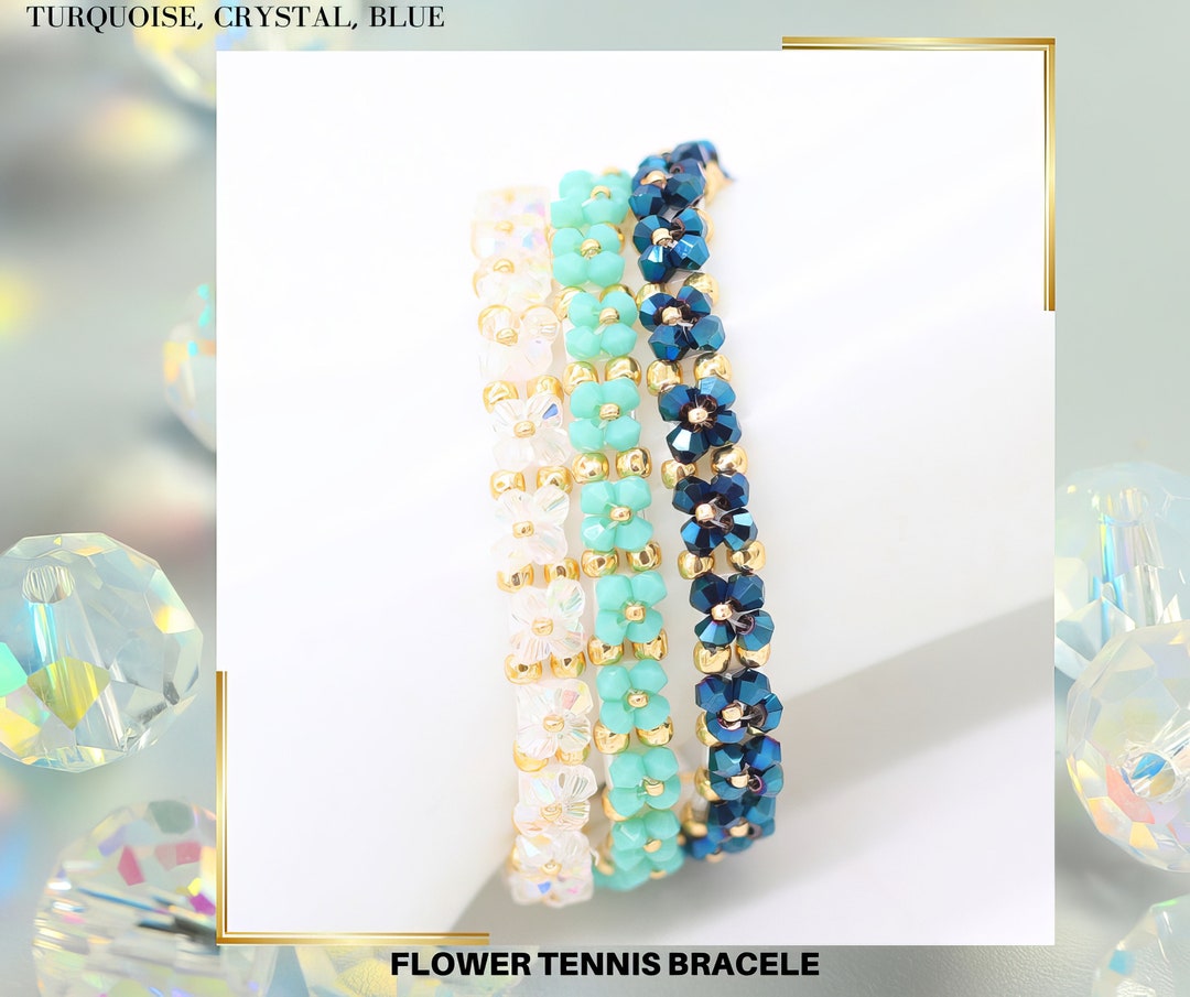 Flower Tennis Bracelet Beading Tutorial – PDF Pattern With Seed Beads ...
