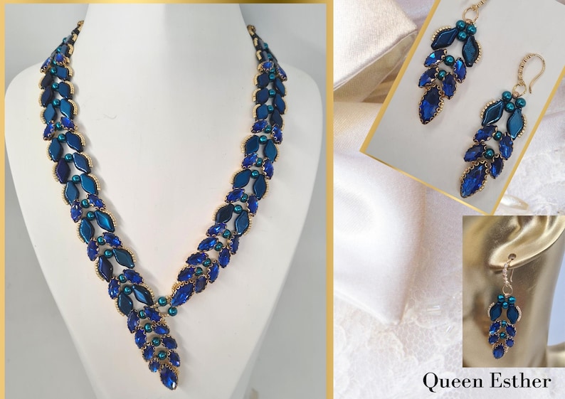 Beading Tutorial queen Esther Necklace and Earring-seed Beads - Etsy