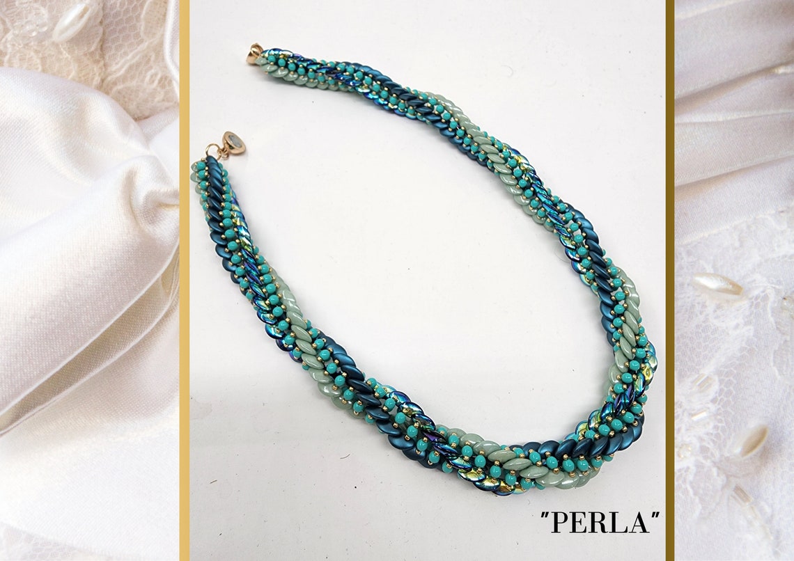 Beading Tutorial "perla Necklace" -2 Hole Mobyduo,pearl Bead, Seed ...