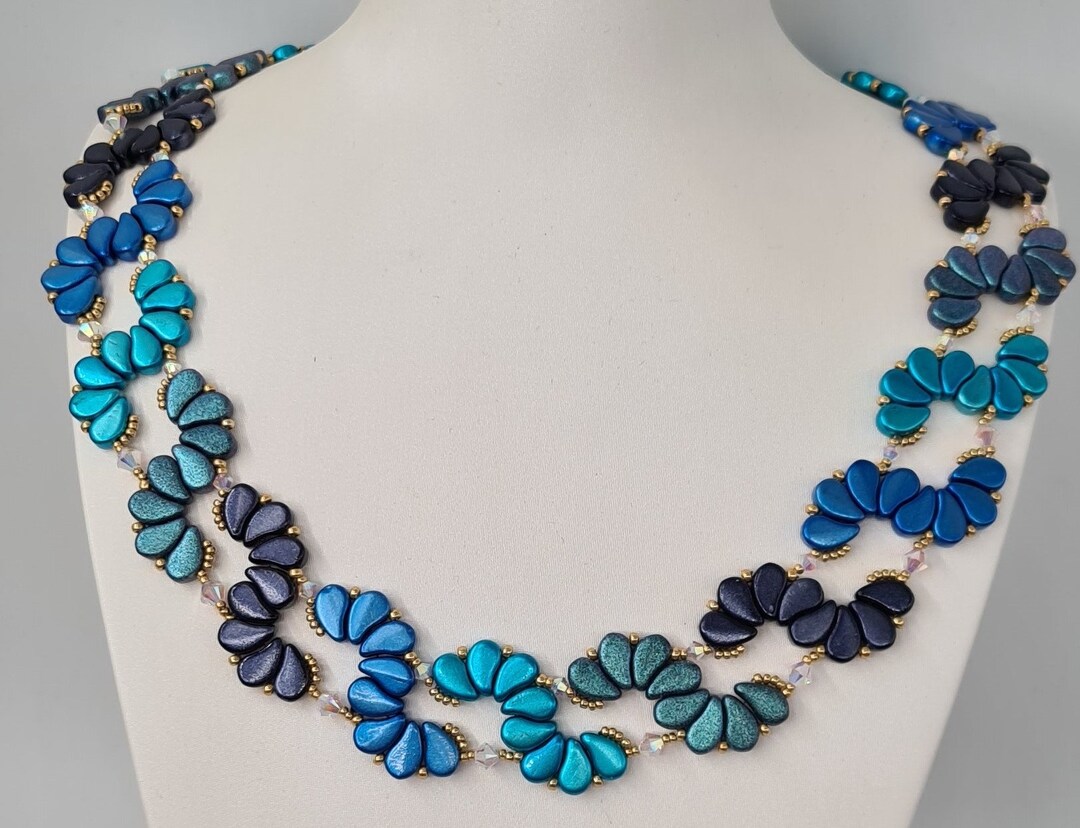 Waves Necklace-beading Tutorial-paisley Bead ,seed Bead,crystal Beads ...