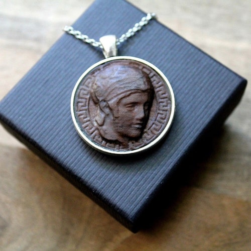 ARES God of War Necklace Pendant profile Gold Silver - Etsy