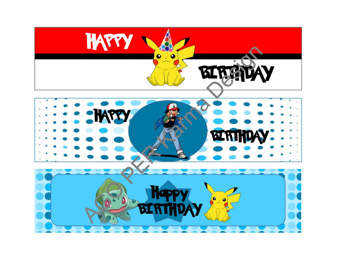 Water Bottle Labels Pokemon Inspired - Pokemon Birthday Party - Etsy