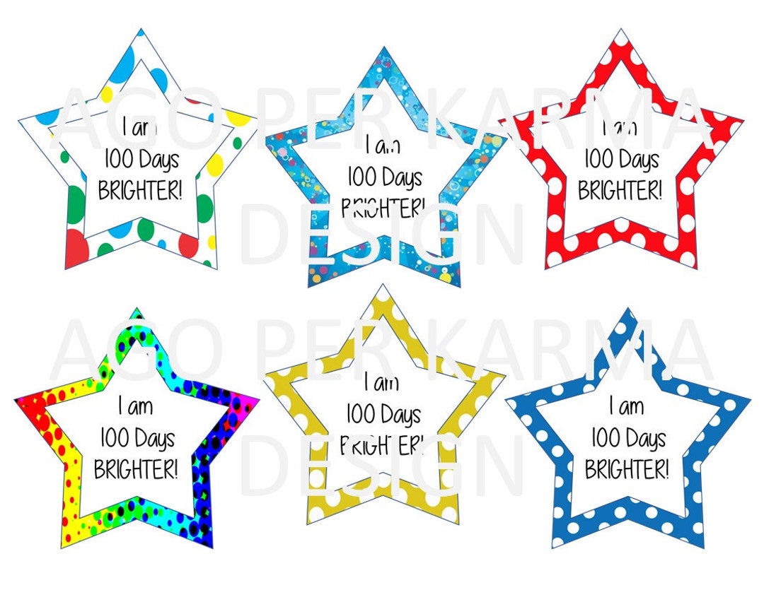INSTANT DOWNLOAD 100th Day of School Star GLOWSTICK Hand Out! - Etsy