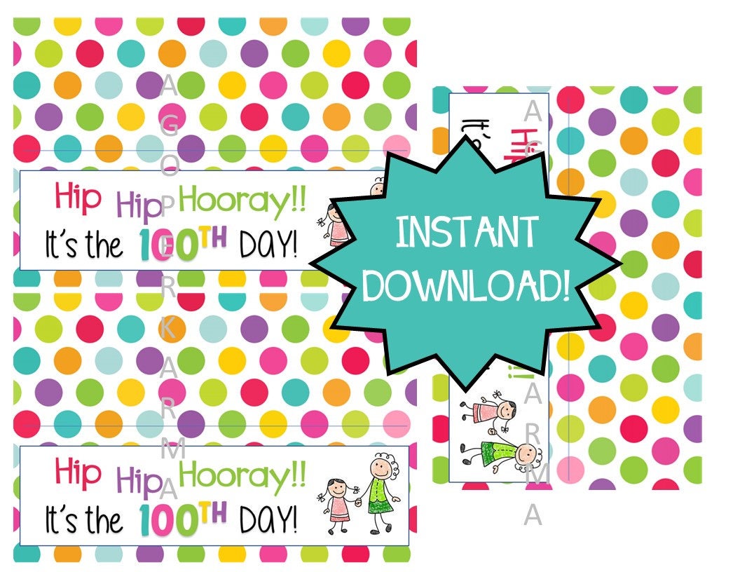 INSTANT DOWNLOAD 100th Day of School Treat Bag Topper! - Etsy