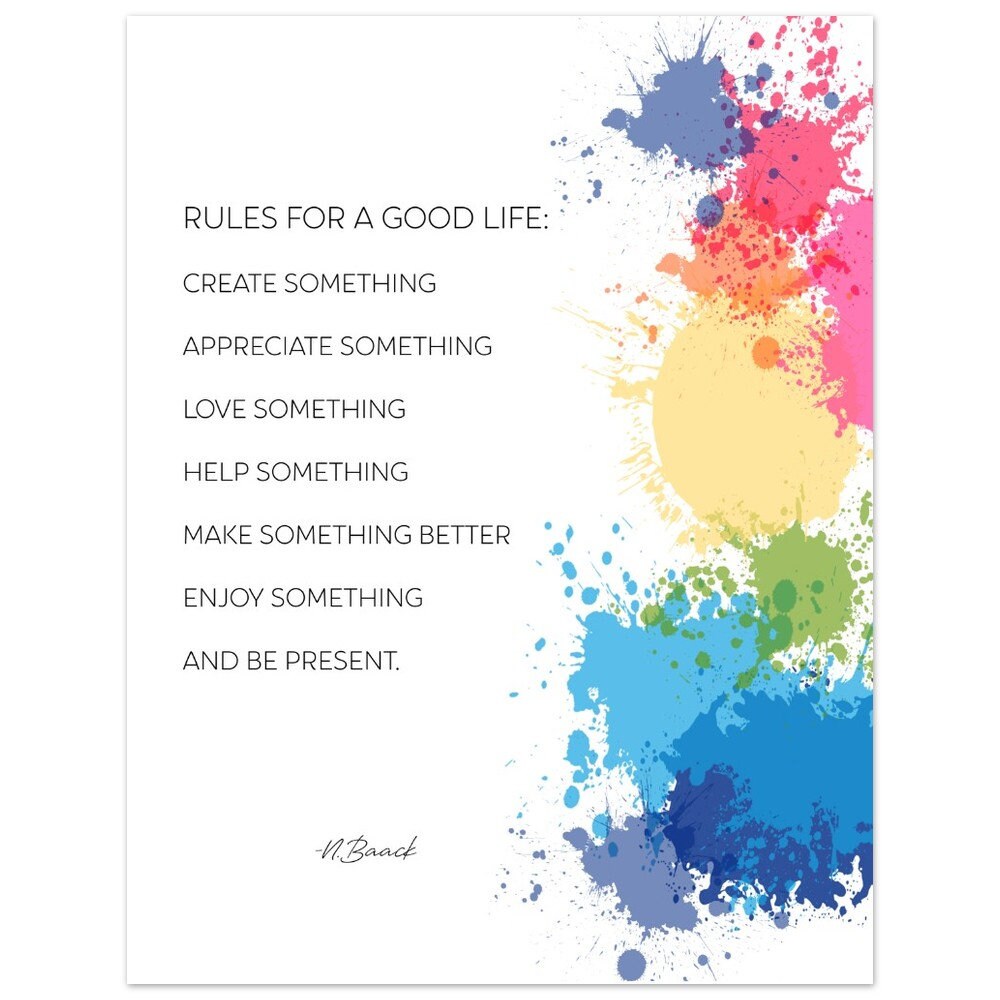Rules for a Good Life Art Print, Premium Matte Print, Inspirational ...