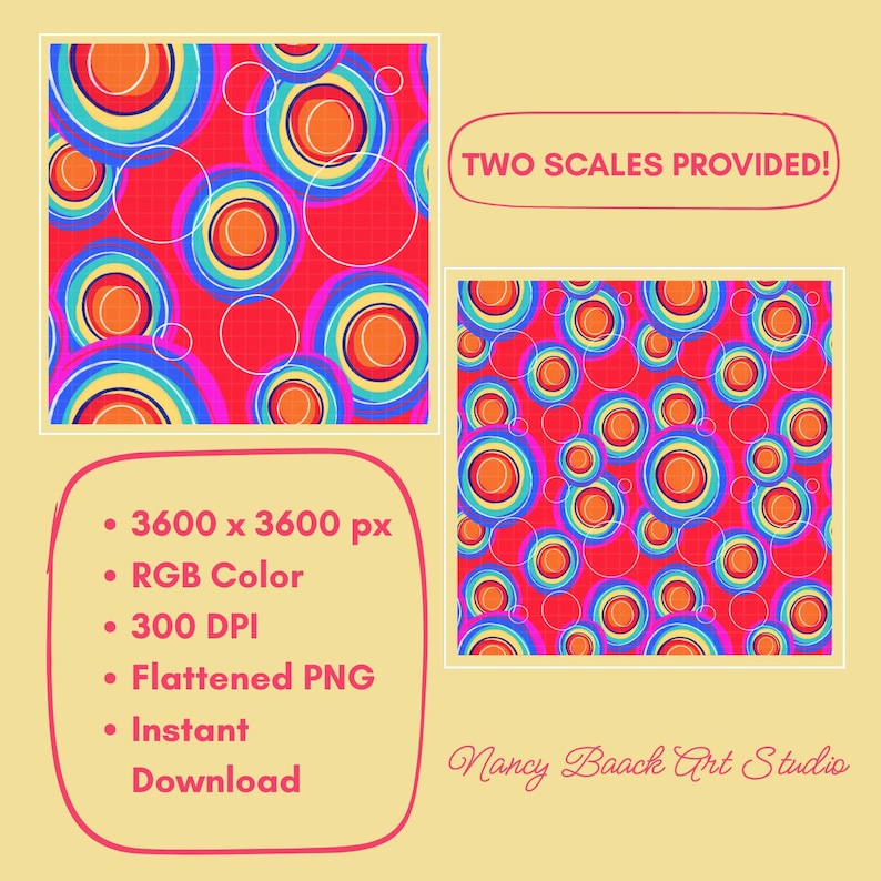 Circle Art Dot Digital Paper, Seamless Abstract Pattern, Funky Wrapping ...