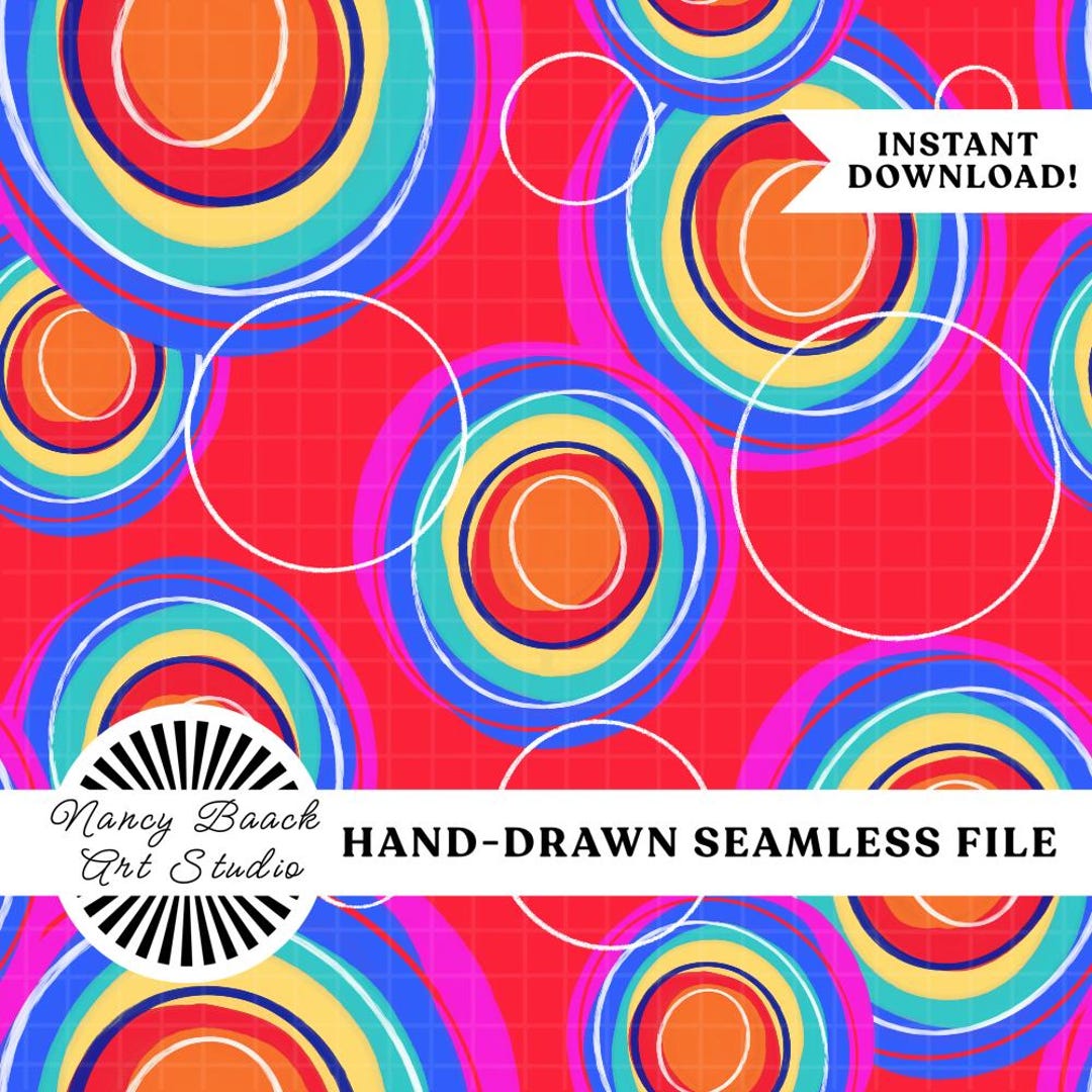 Circle Art Dot Digital Paper, Seamless Abstract Pattern, Funky Wrapping ...