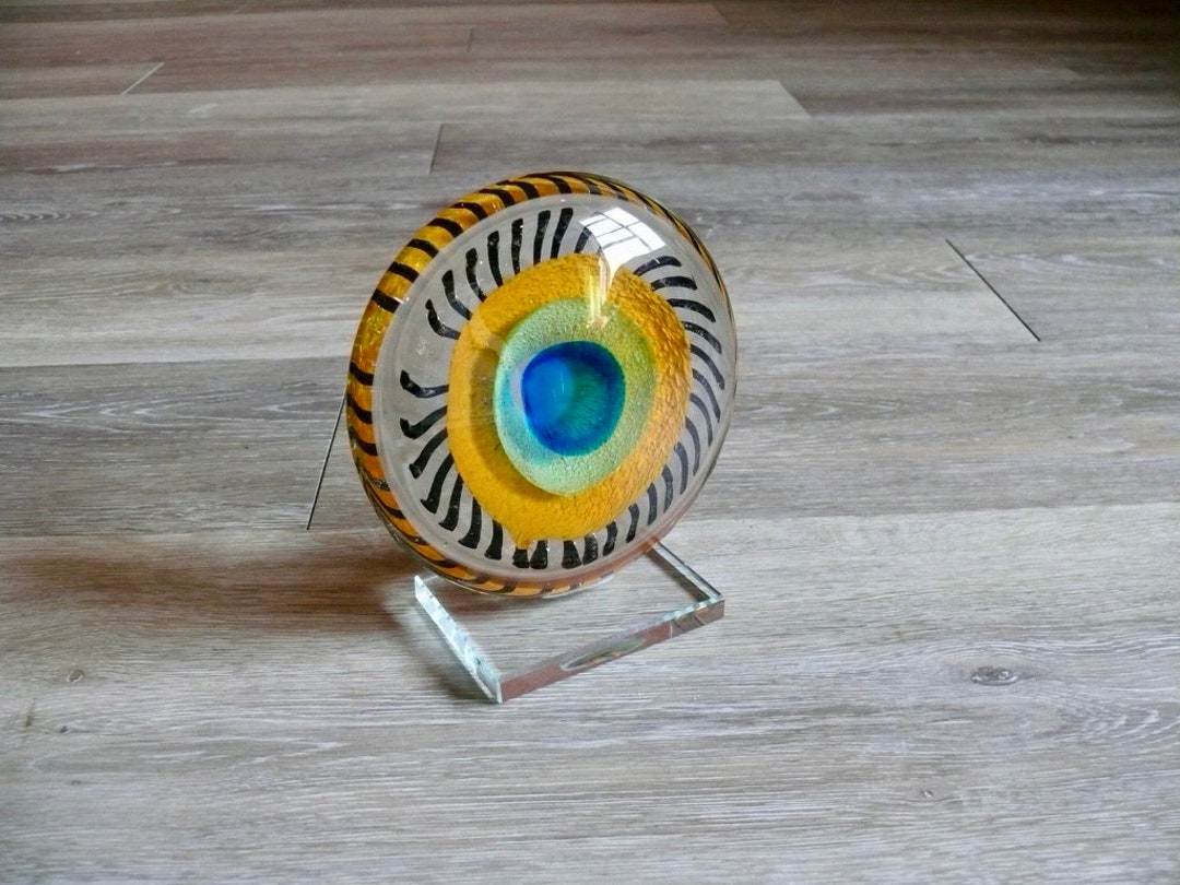 Murano Art Glass Eye Paperweight, Vintage Venetian Glass Evil Eye ...