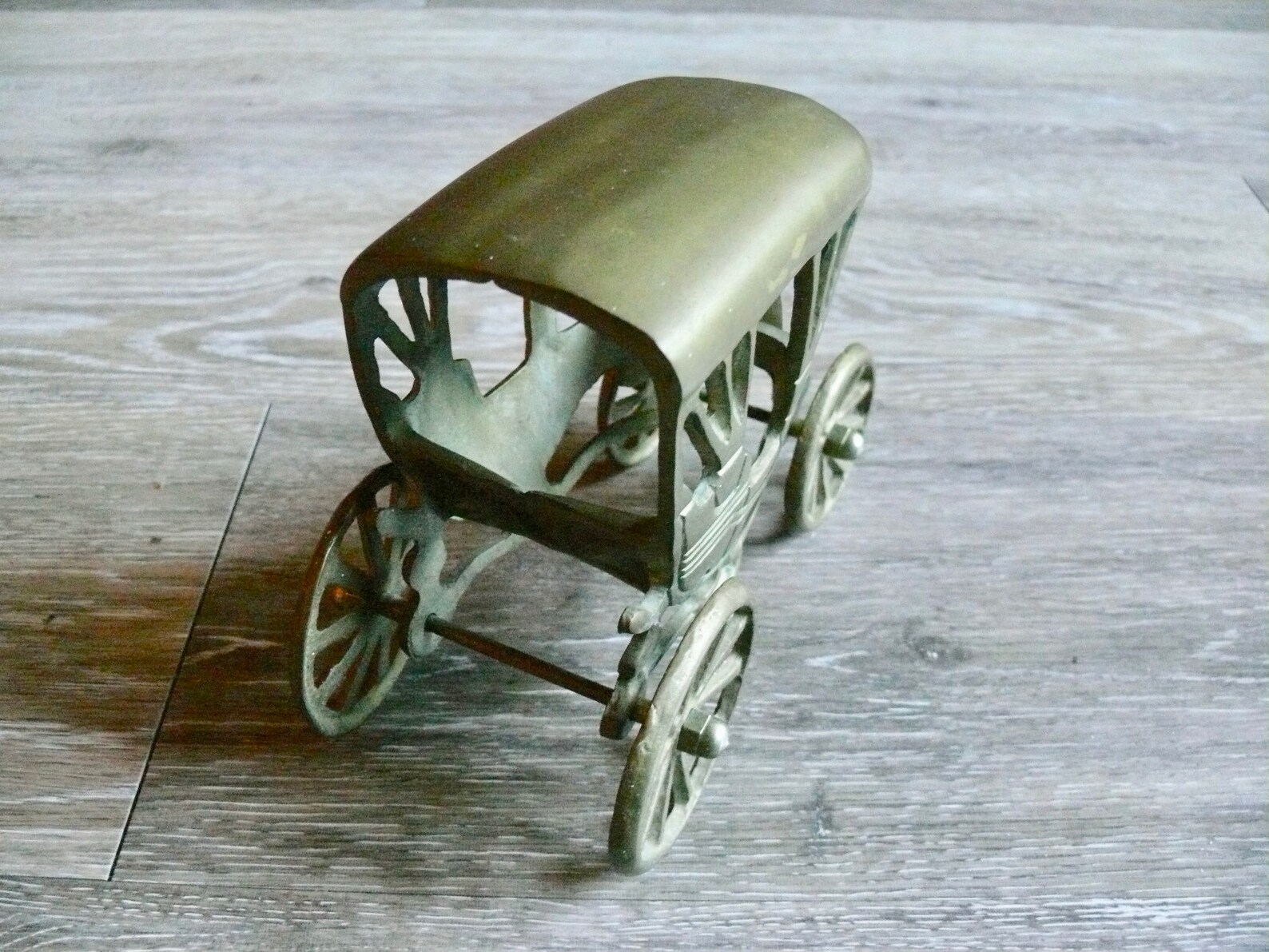 Brass Horseless Carriage Figurine With Turning Wheels Vintage | Etsy