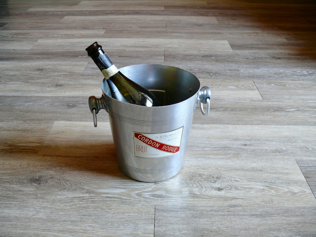 French Mumm Cordon Rouge Label Champagne Bucket, Vintage Aluminum ...