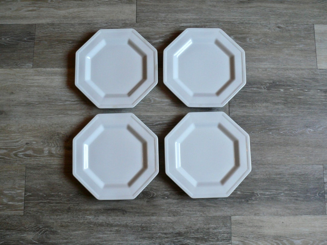 4 Johnson Bros Heritage White Dinner Plates, Vintage Octagon Ironstone ...