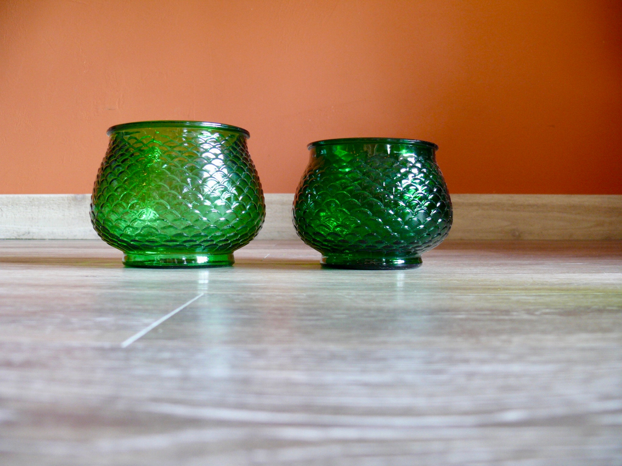 13 Assorted Set Green Glass Vases Vintage Emerald Green Glass | Etsy