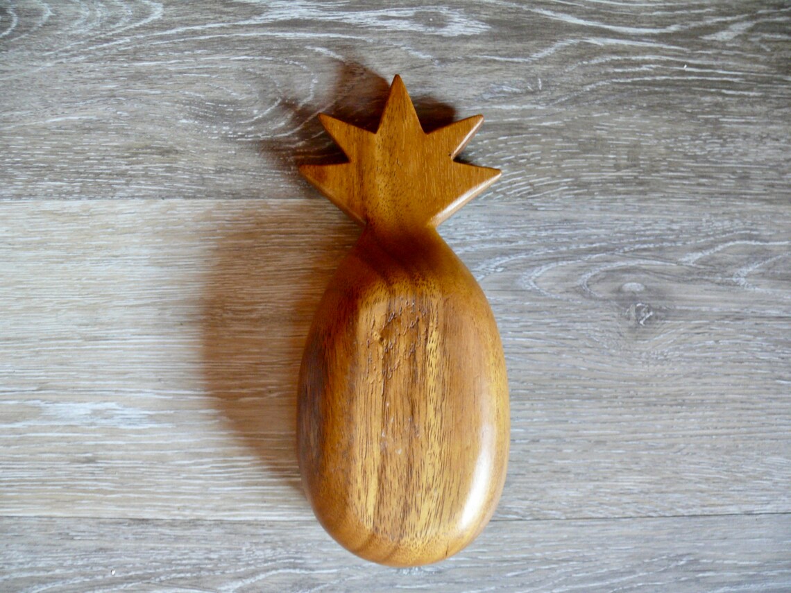Vintage Wood Pineapple Toothpick Appetizer Bowl Carved Wood | Etsy