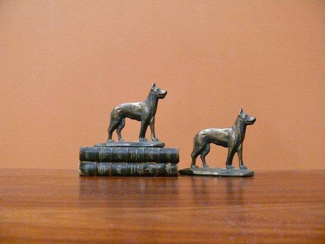 Antique German Shepherd Bookends, 1920s Bronze Finish Cast Metal Dog ...