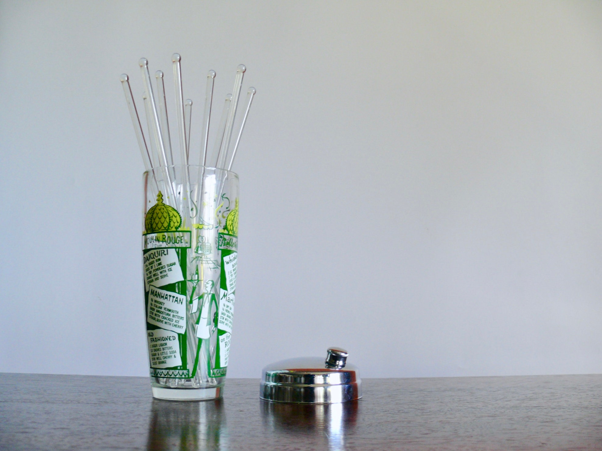 10 Clear Glass Rod Cocktail Pitcher Stirrers Vintage 12 - Etsy