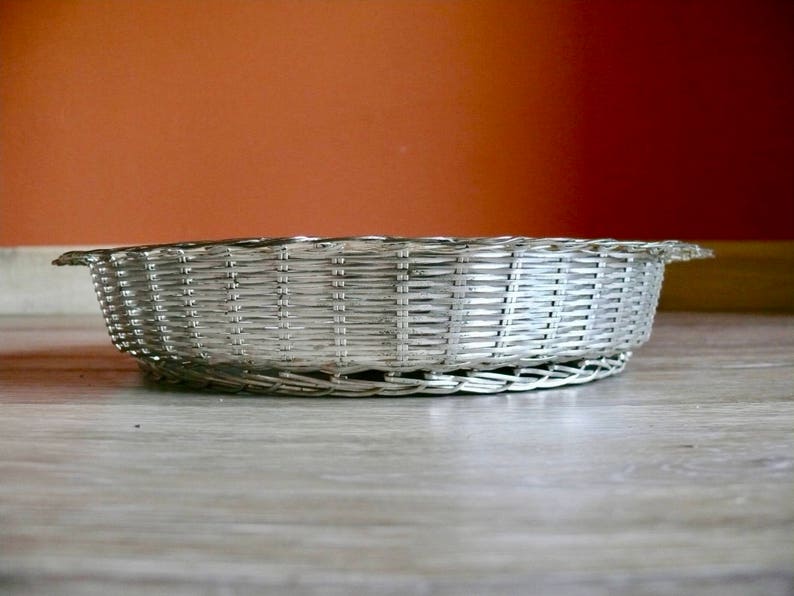 Silver Metal Woven Basket Round Bread Basket Silver Plated - Etsy