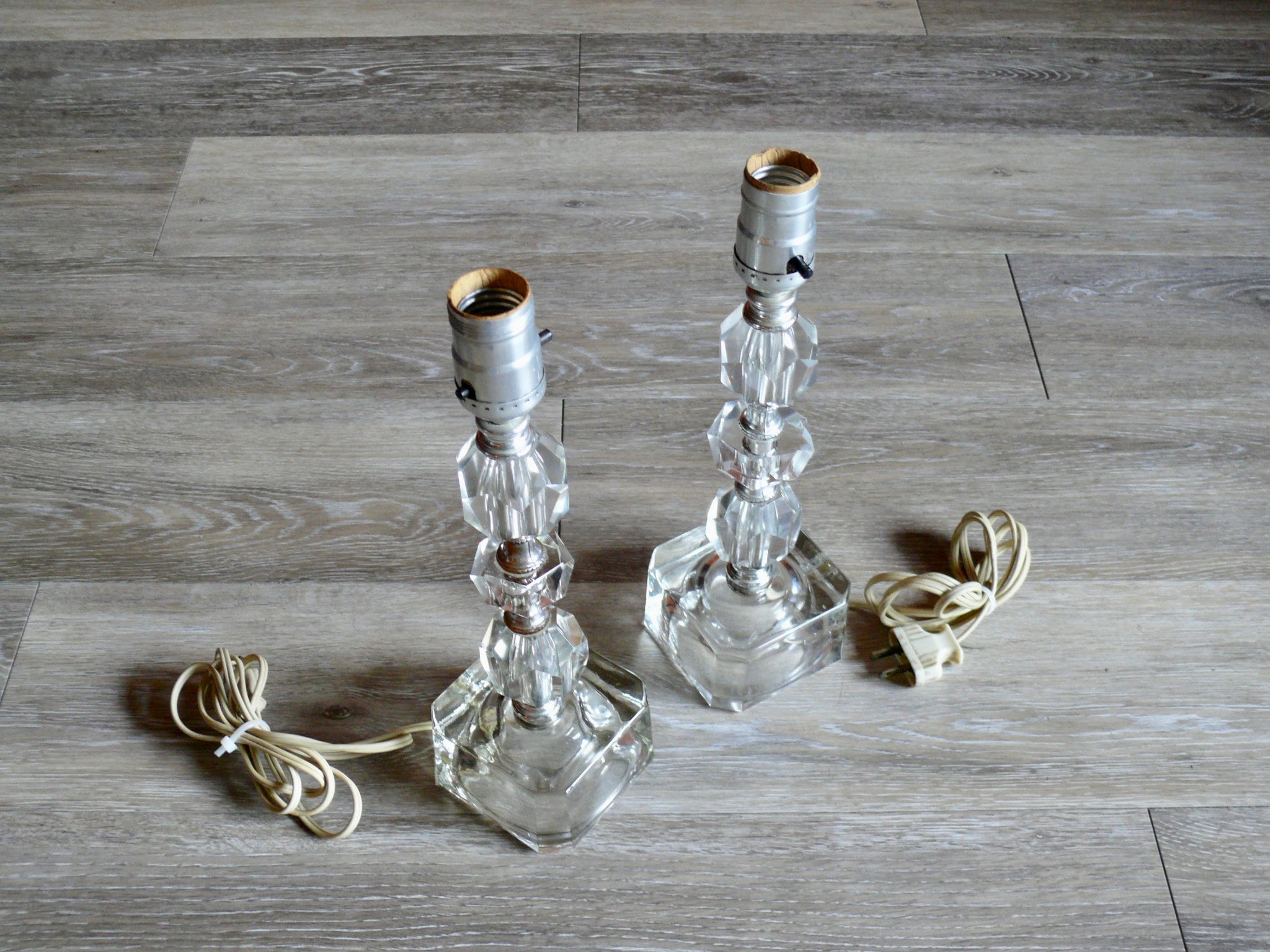 2 Matching Lucite Stacked Prism Table Lamps Modern Geometric | Etsy