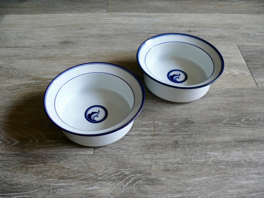 2 Dansk Flora Juniper Rim Cereal Bowls, Vintage Dansk Denmark Blue ...
