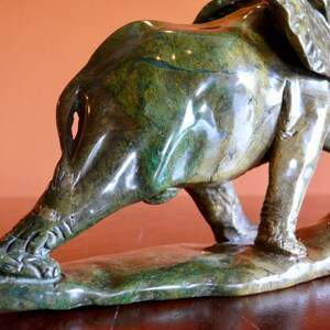 Verdite Elephant Sculpture, Large Hand Carved Shona Stone Statue ...