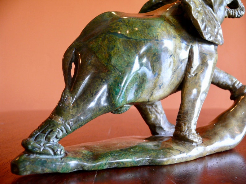 Green Verdite Elephant Sculpture Large 10 Hand Carved - Etsy