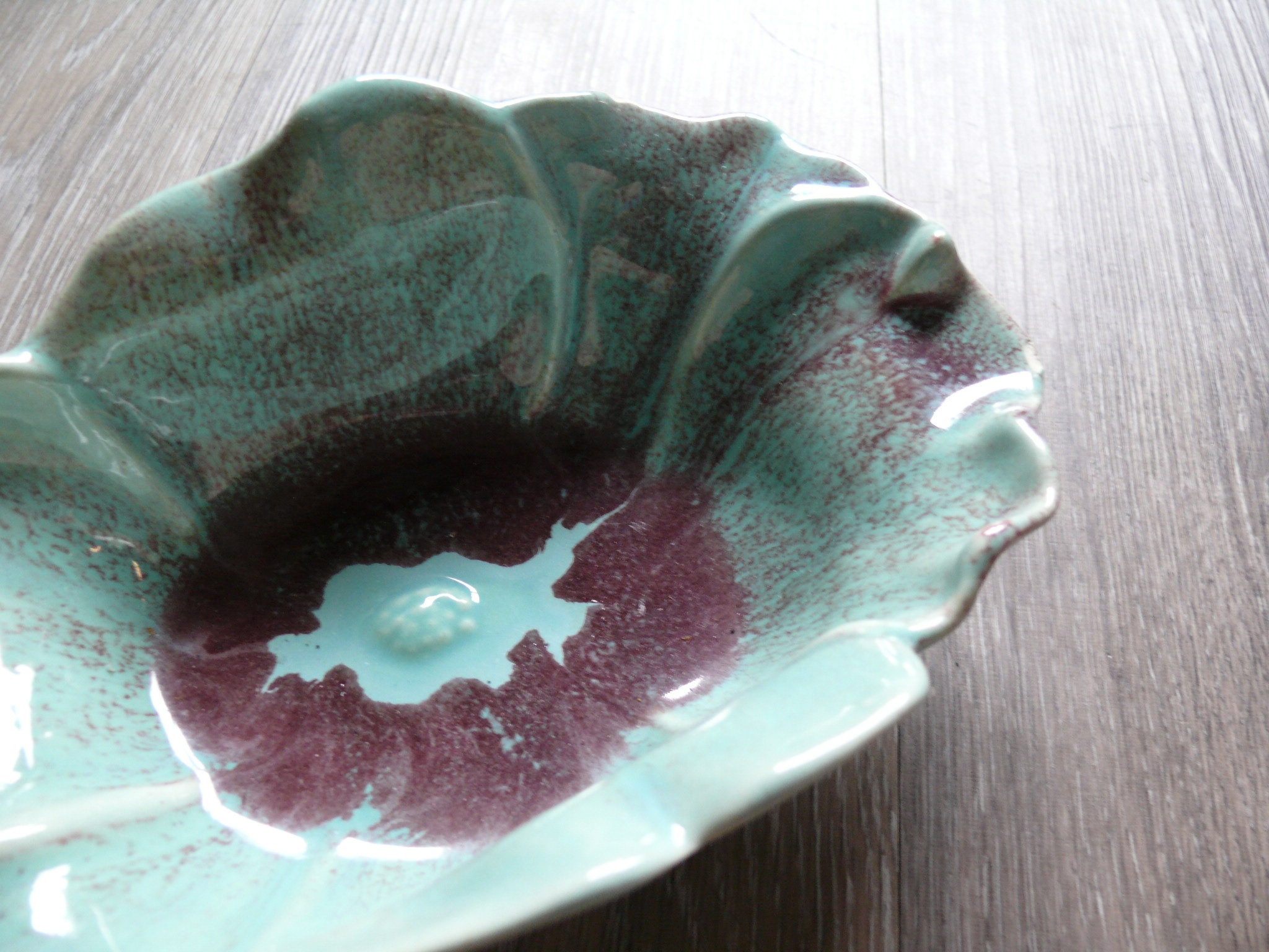 Vintage Walker Pottery Green and Red Flower Bowl Pretty | Etsy