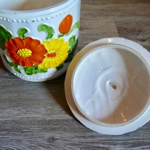 Ceramic Poppy Cookie Jar Canister Stash Jar Made in Japan, White With ...