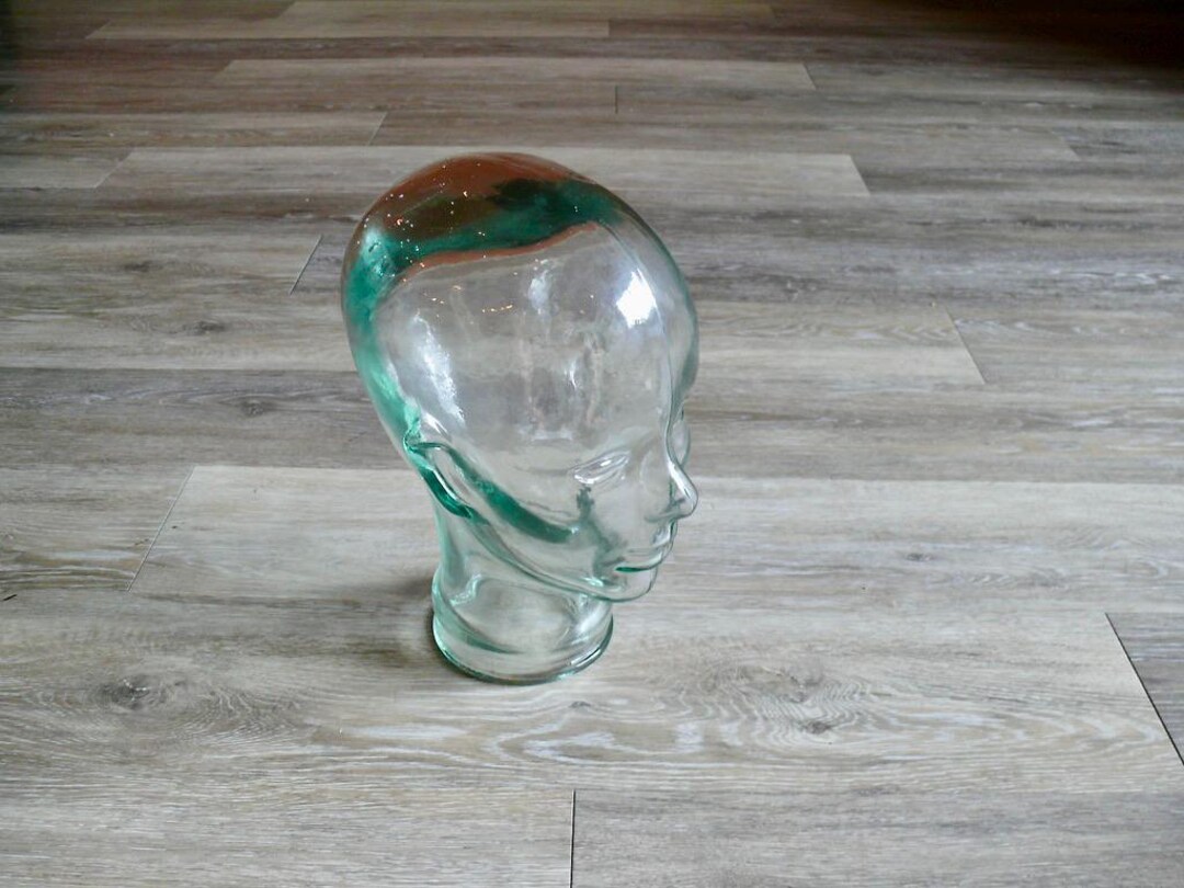 Vintage Glass Mannequin Head, Tinted Glass Head Statue, Head Shaped Hat ...