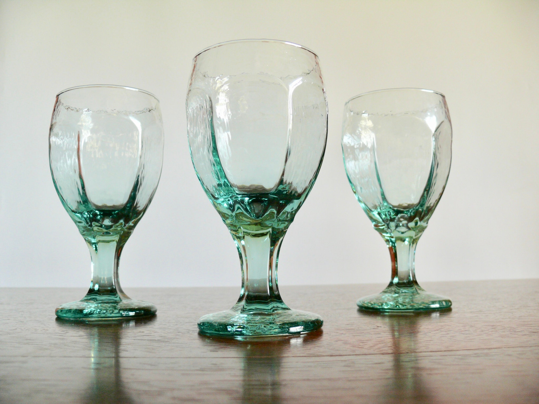 3 Libbey Chivalry Green Water Goblets Vintage 12oz Libbey | Etsy