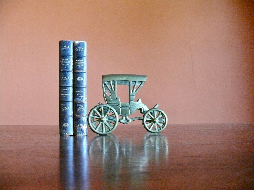Brass Horseless Carriage Figurine With Turning Wheels, Vintage 6 ...