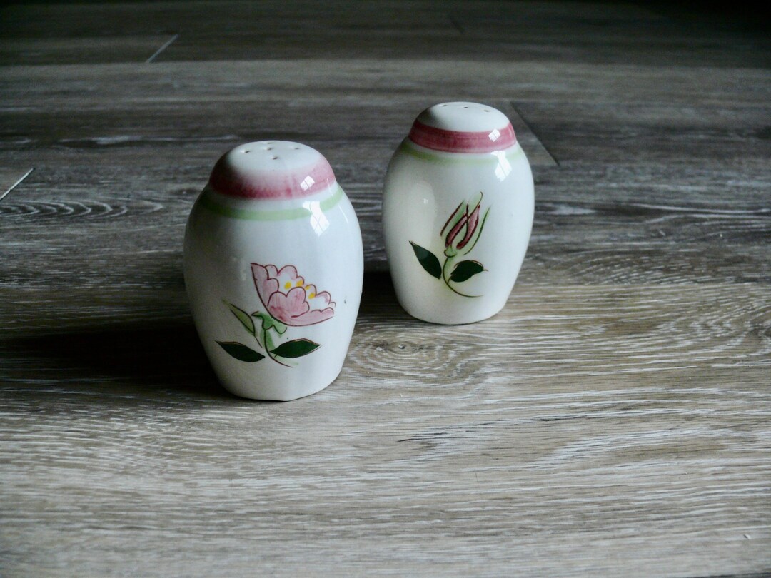 Stangl Wild Rose Salt and Pepper Shakers, Vintage Hand Painted Pottery ...