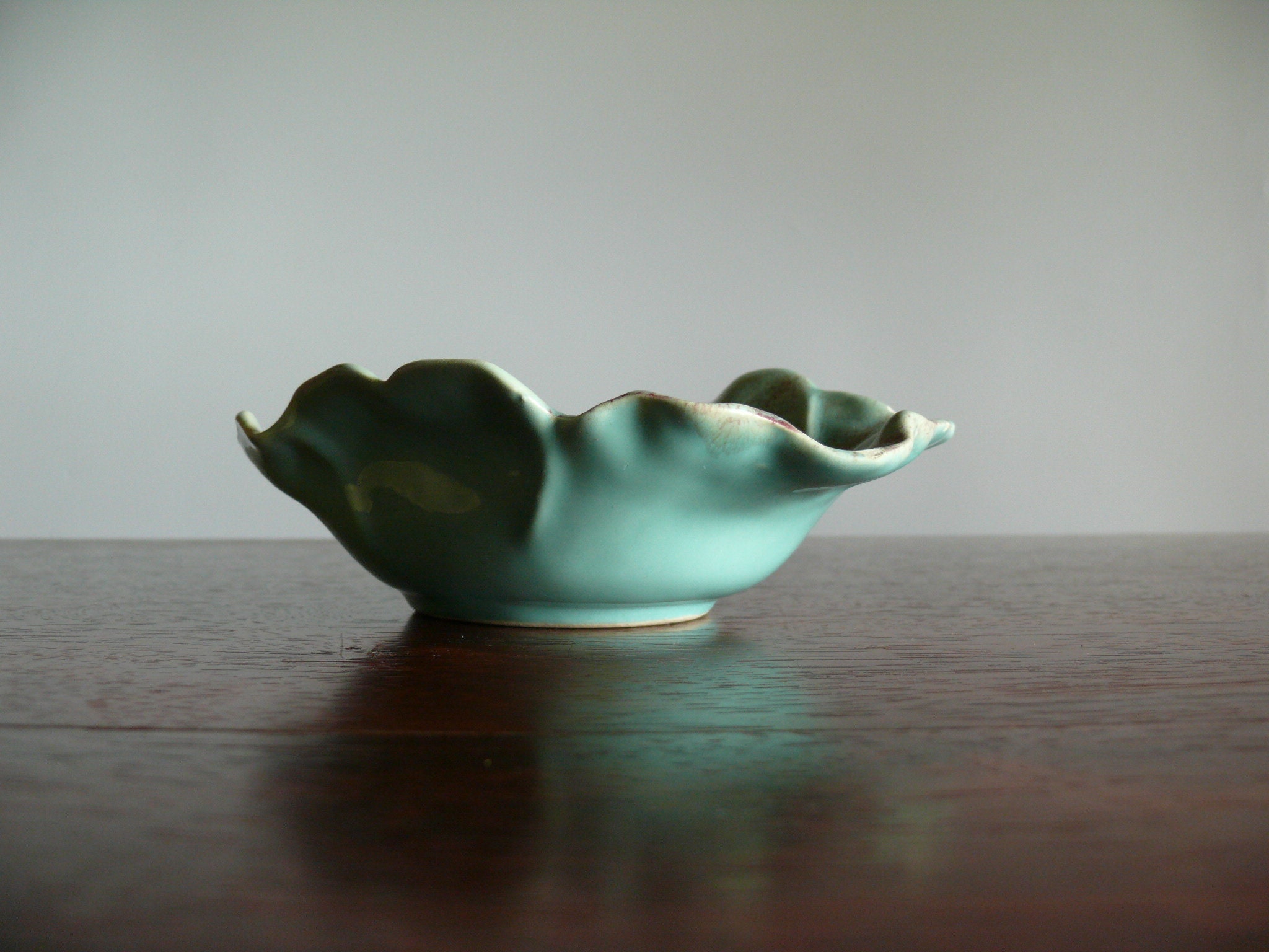 Vintage Walker Pottery Green and Red Flower Bowl Pretty | Etsy