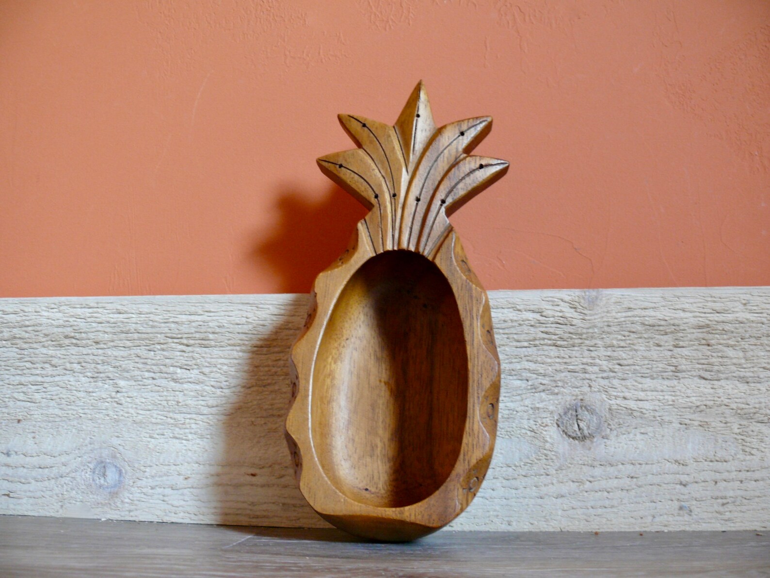 Vintage Wood Pineapple Toothpick Appetizer Bowl Carved Wood | Etsy