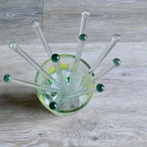 10 Clear Glass Rod Cocktail Pitcher Stirrers, Vintage 12 Ball Tipped ...