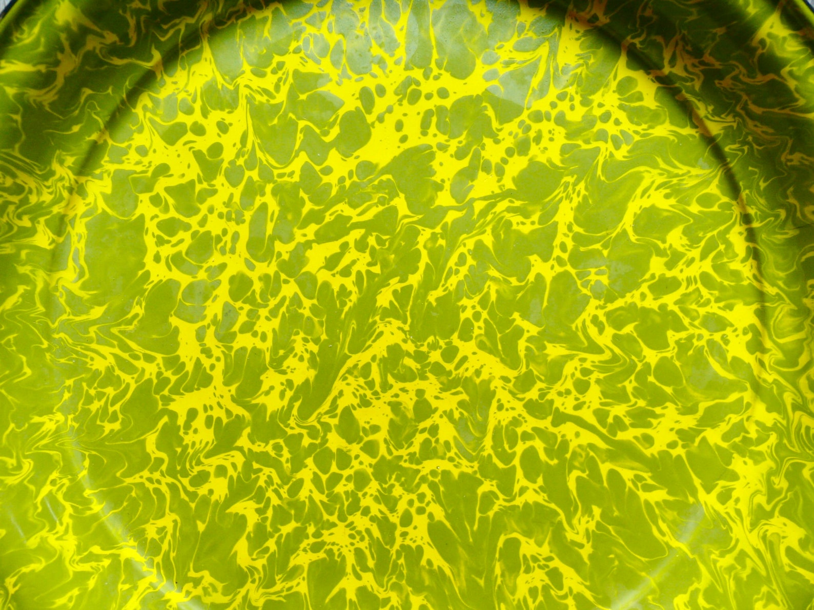 Yellow Green Splatterware Enamel Tray Black Trim Vintage | Etsy