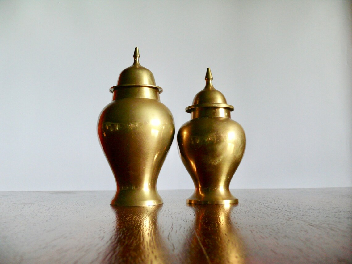 2 Vintage Brass Ginger Jars in Graduated Sizes Matching | Etsy