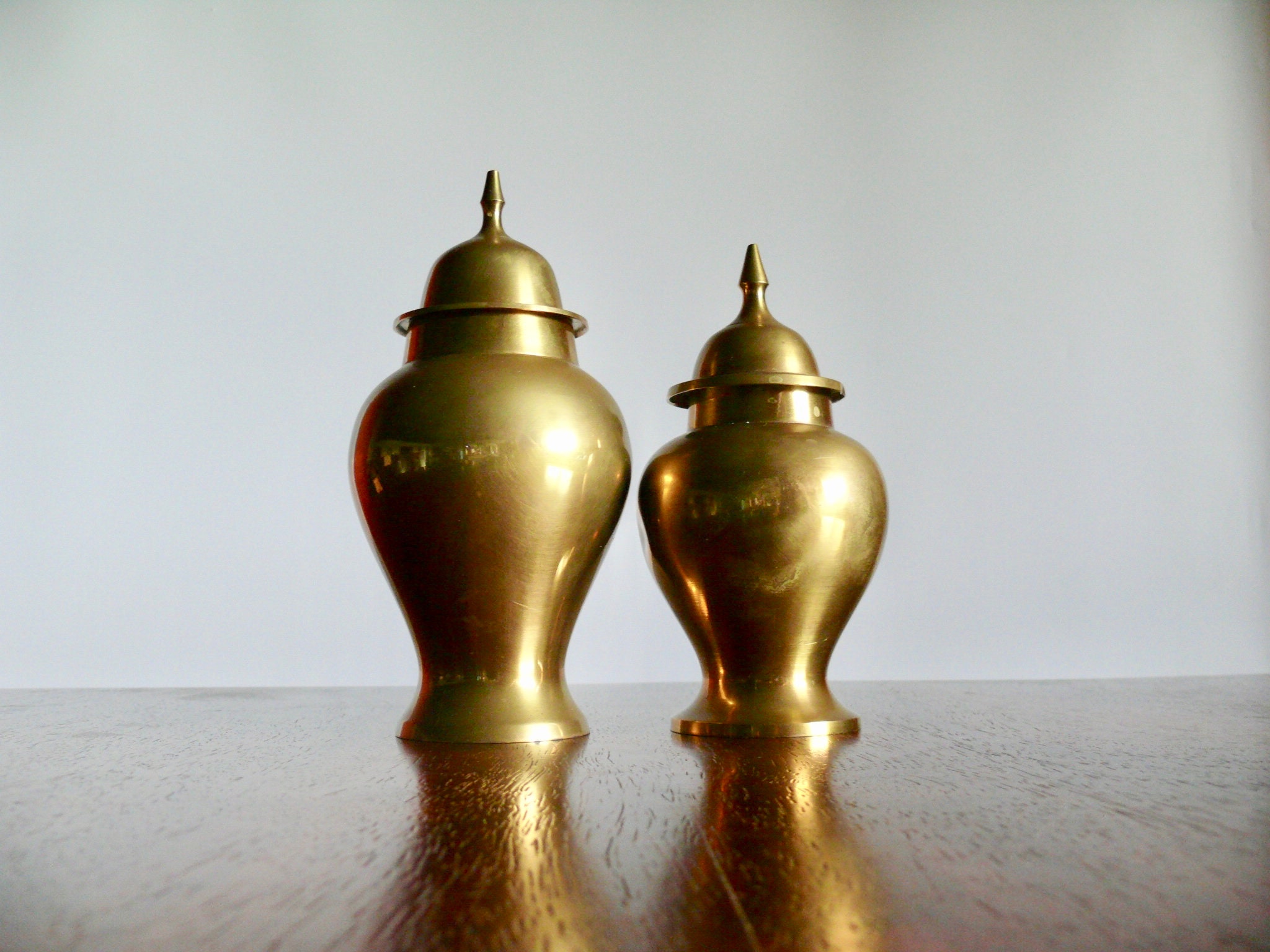 2 Vintage Brass Ginger Jars in Graduated Sizes Matching | Etsy