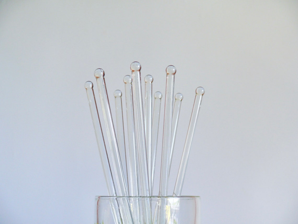 10 Clear Glass Rod Cocktail Pitcher Stirrers Vintage 12 - Etsy