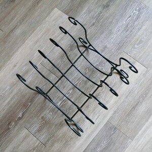 Black Wrought Iron Scroll Magazine Rack, 14" Spanish Revival Floor ...