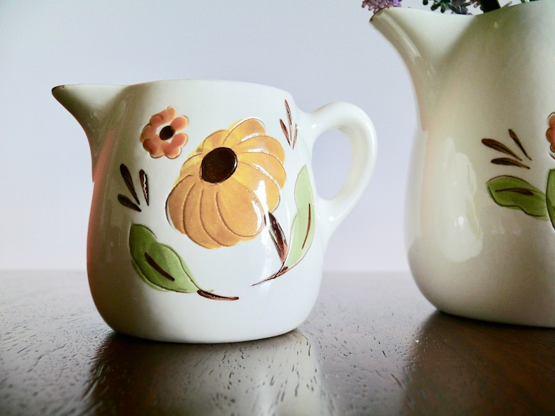 3 Stangl Pottery First Love Pitchers With Rust Yellow Flowers | Etsy