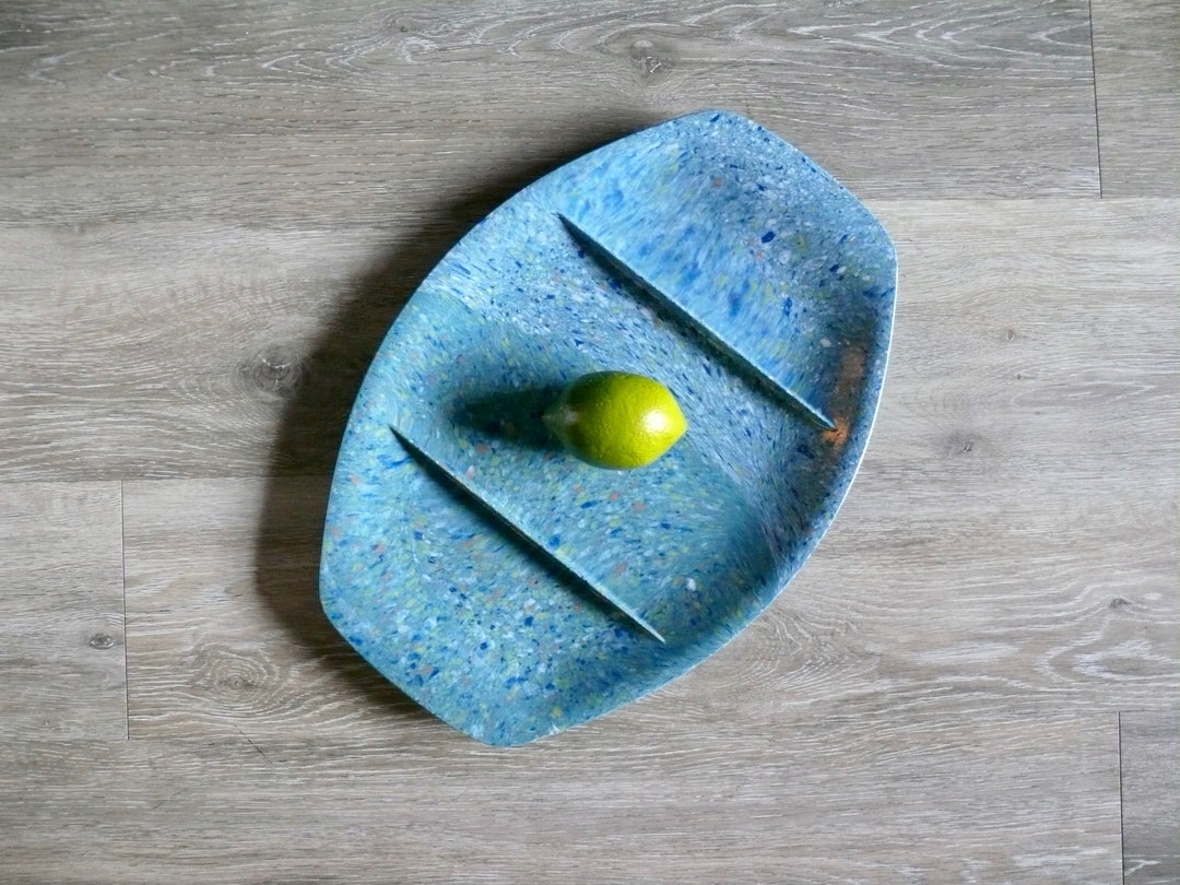 Blue Confetti Melamine Divided Serving Platter, Vintage 15 Oneida ...