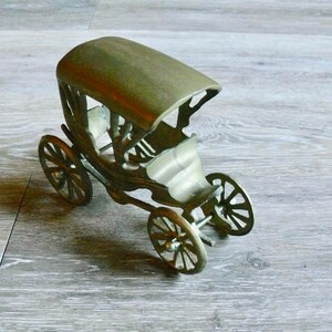 Brass Horseless Carriage Figurine With Turning Wheels, Vintage 6 ...