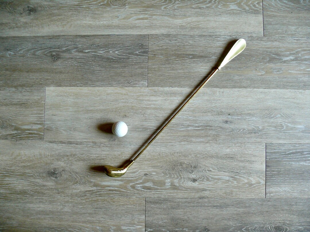 Solid Brass Golf Club Shaped Shoehorn, Long 21" Brass Putter Golf Club ...