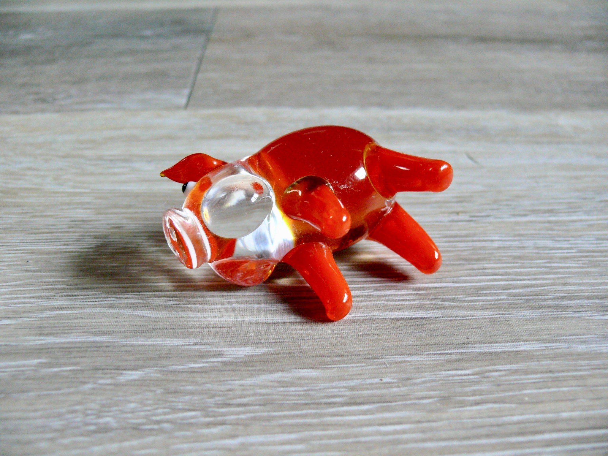 Figurines Sculpture Orange Clear Blown Glass Pig Figurine Cute Pig Gift ...