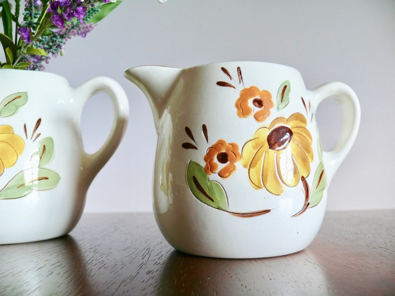 3 Stangl Pottery First Love Pitchers With Rust Yellow Flowers | Etsy